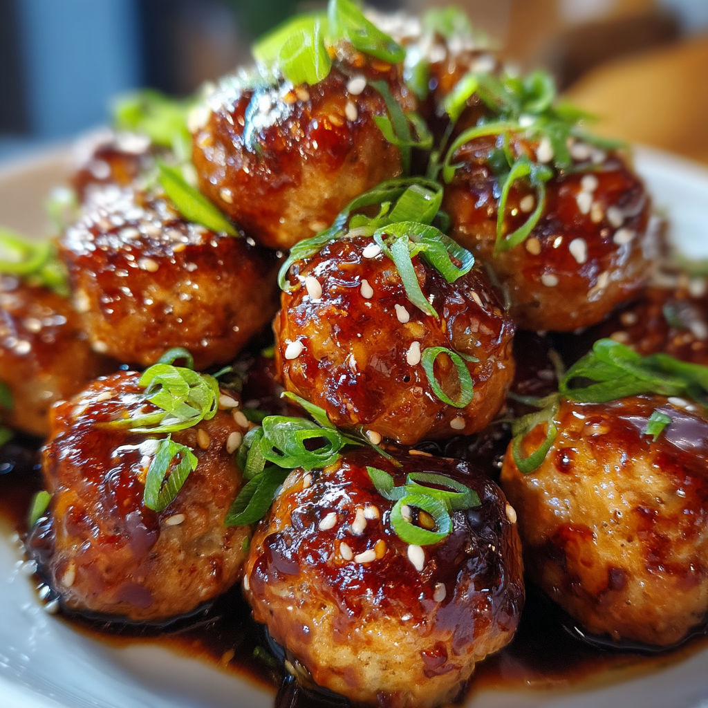 Easy Teriyaki Chicken Meatballs with Sweet Savory Sauce - Buz Kitchen